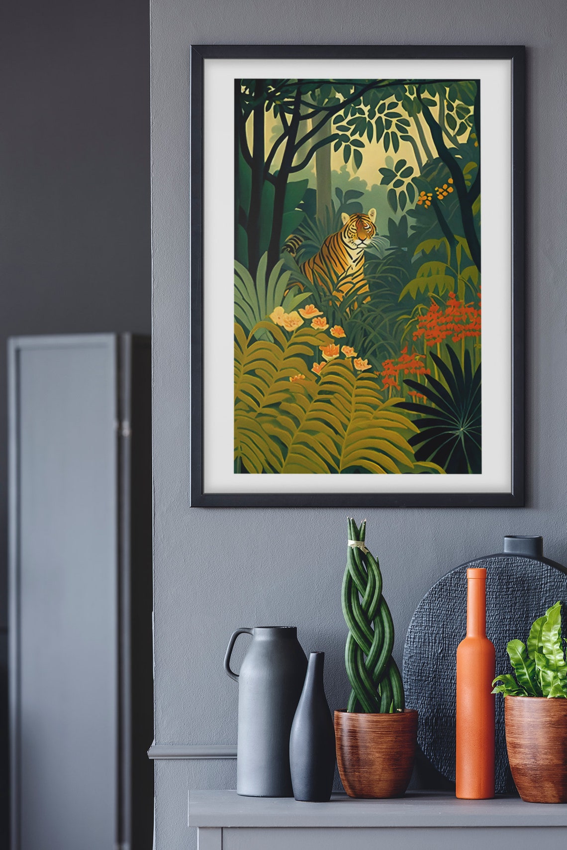 Henri Rousseau Inspired Print Tiger Wall Art Print Jungle - Etsy