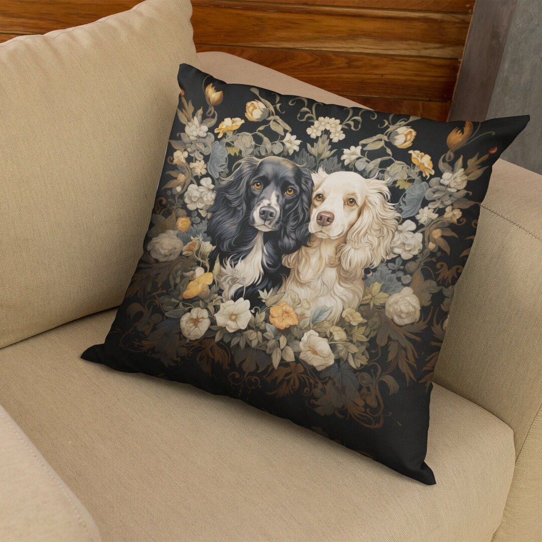 William Morris Inspired Cocker Spaniel Accent Pillow Cases / Floral ...