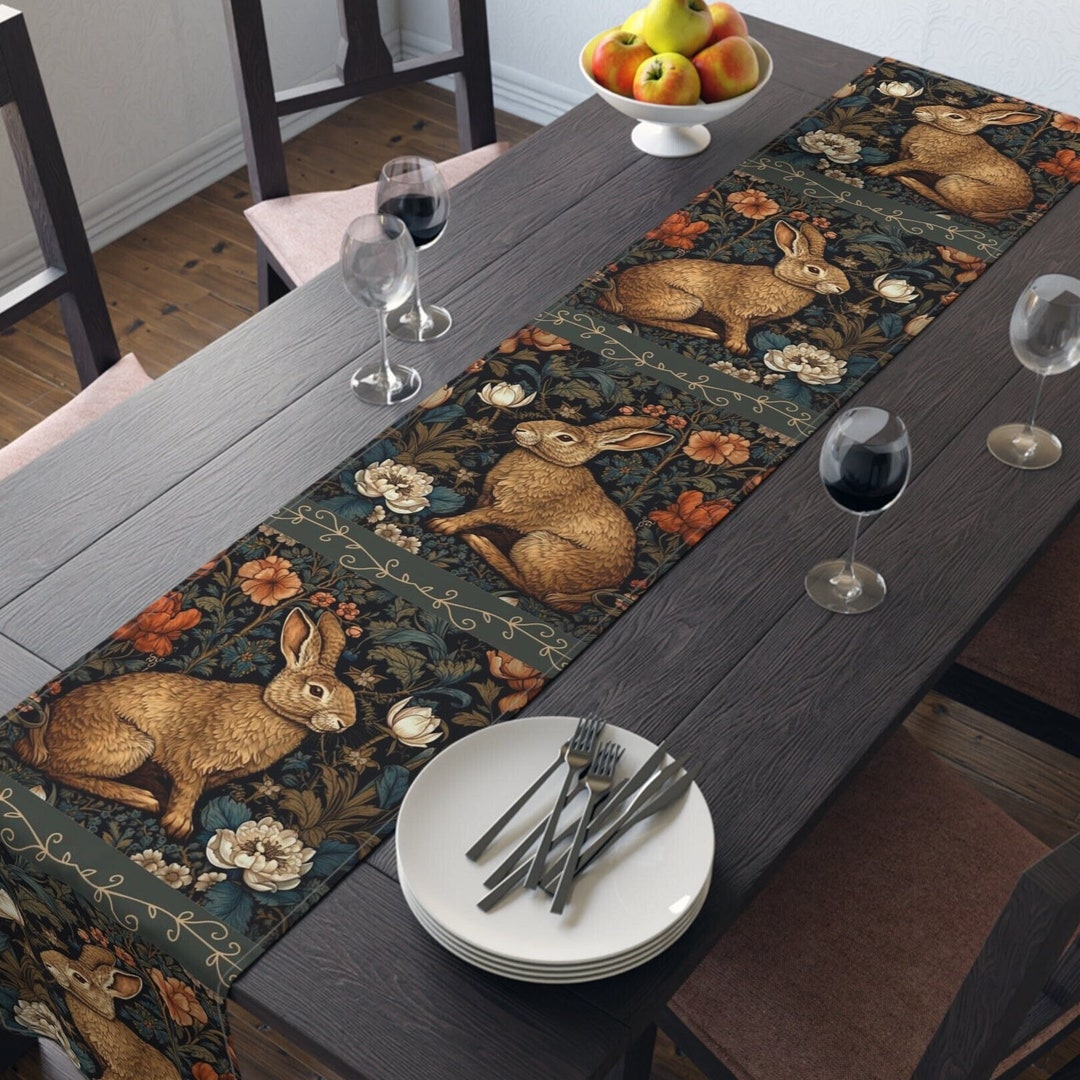 Cottagecore Rabbit Table Runner Dining Room Decor Farmhouse Table Top ...