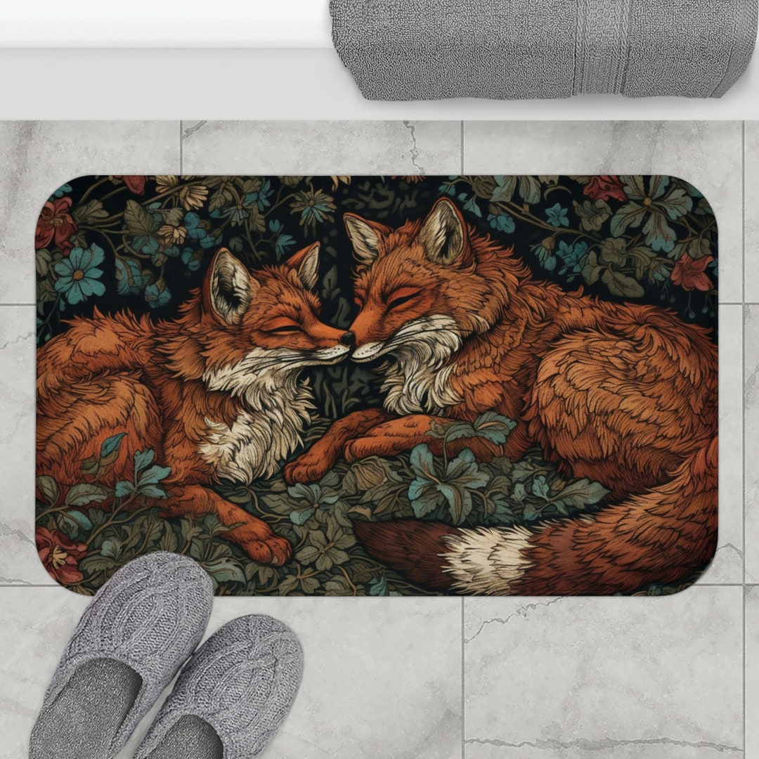 Red Fox Bath William Morris Decor Inspired Forestcore Bathroom Mat ...