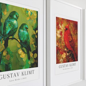 Gustav Klimt Inspired Bird Poster Print 3 Piece Wall Art Bathroom Wall ...
