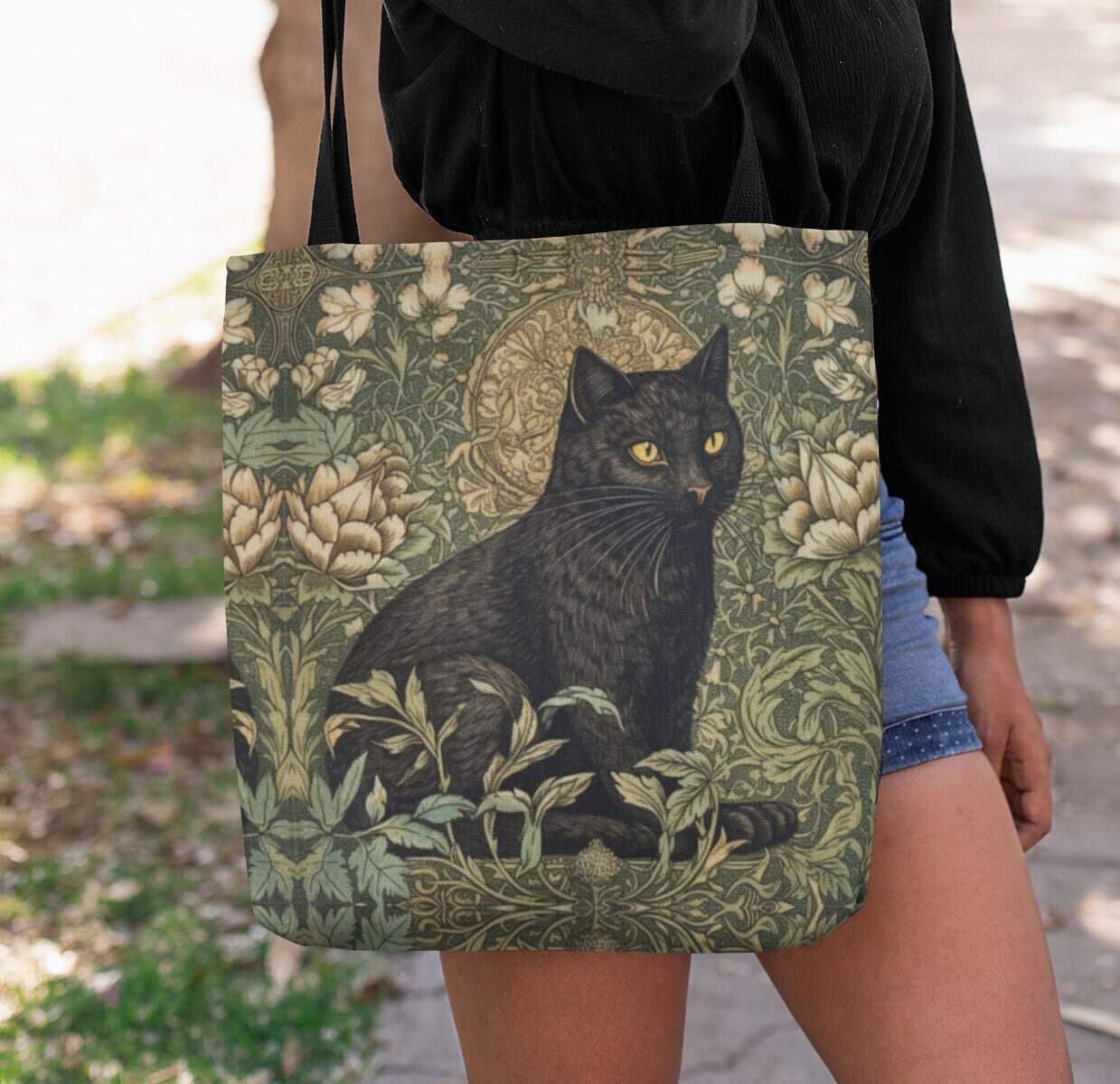 Black Cat Tote Bag Aesthetic / Forestcore Animal Lover - Etsy