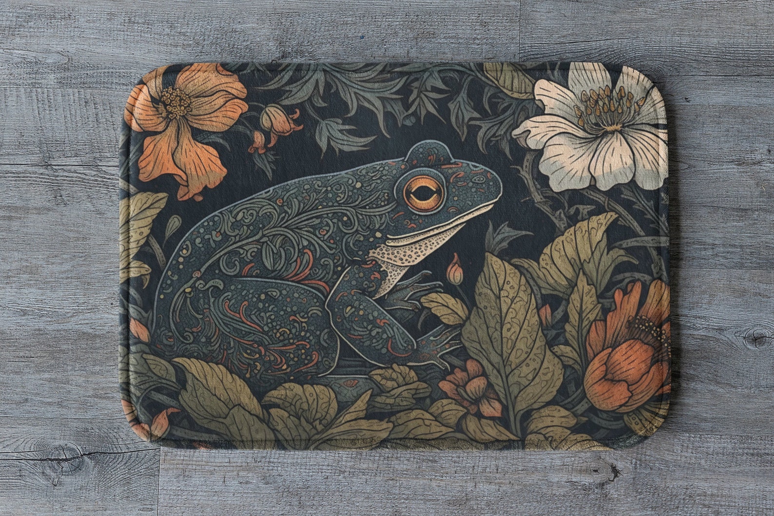 Frog Bath Mat William Morris Inspired Bathroom Mat Main I Love - Etsy