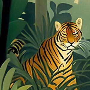 Henri Rousseau Inspired Print Tiger Wall Art Print Jungle Decor African ...