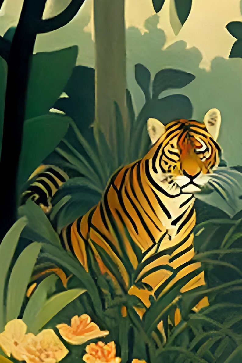 Henri Rousseau Inspired Print Tiger Wall Art Print Jungle - Etsy