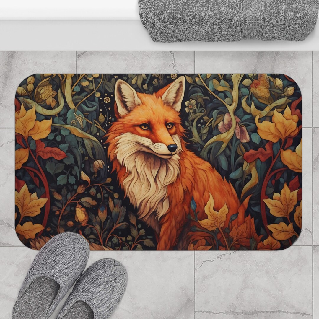 Red Fox Bath Mat Cute Forestcore Fantasy Bathroom Mat Animal - Etsy