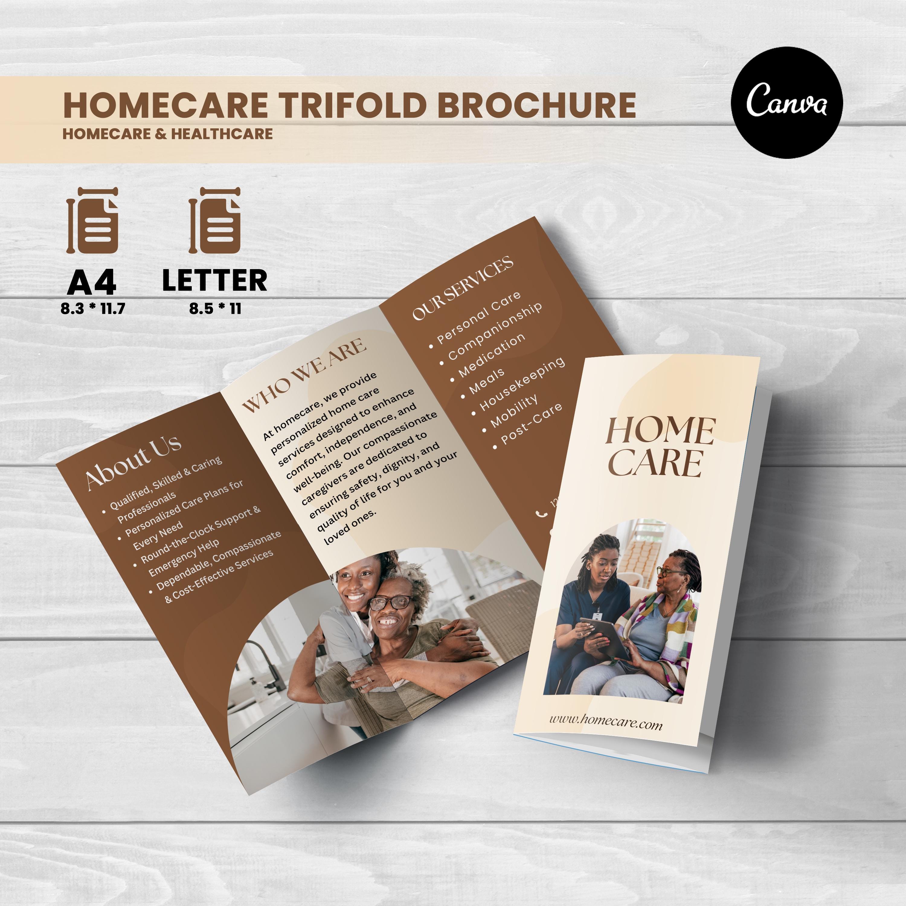 Home Care Bifold Brochure | Senior Care Flyer | Editable Canva Template ...
