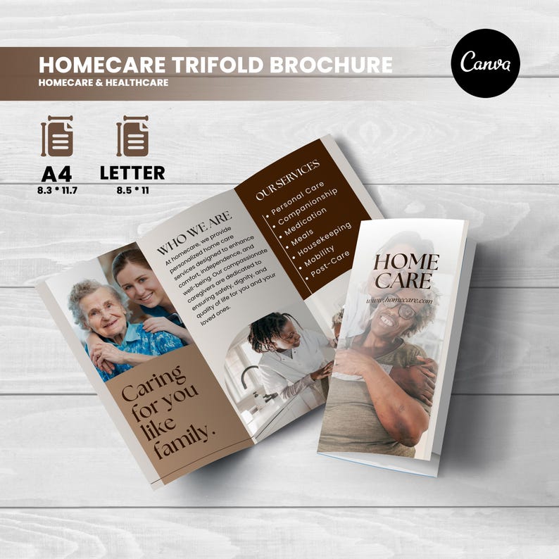 Home Care Tri-fold Brochure | Senior Care Brochure | Health Care ...