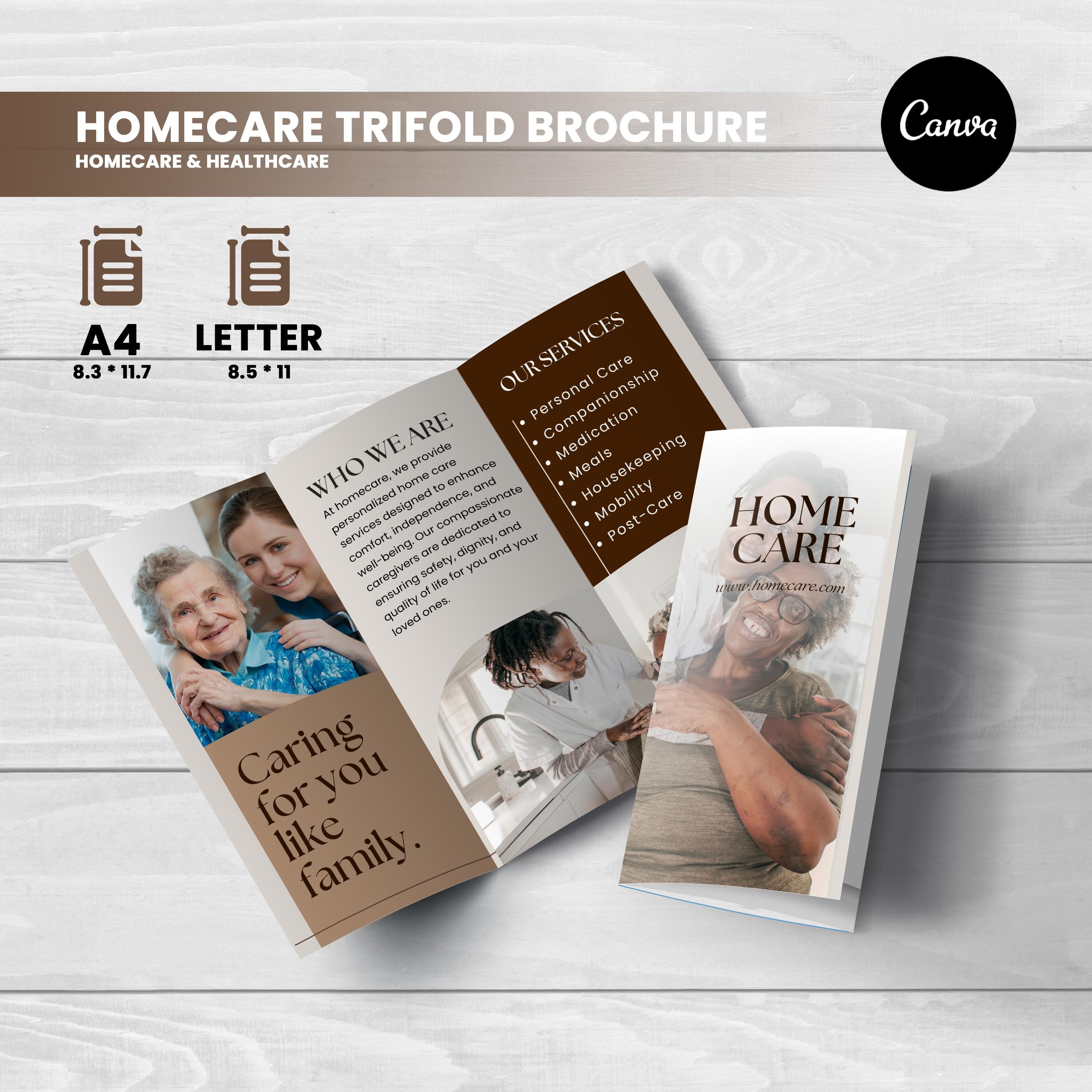 Home Care Tri-fold Brochure | Canva Editable Template (instant Download ...