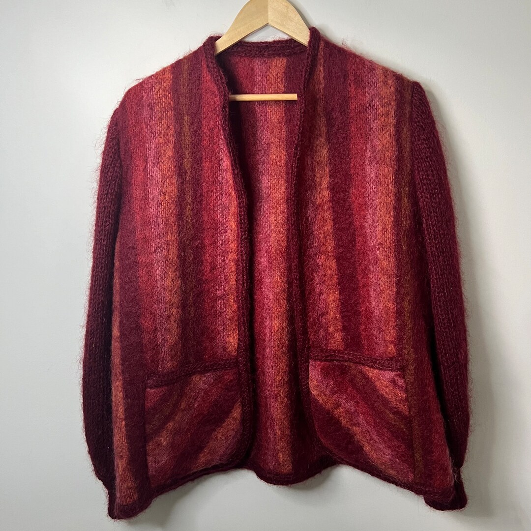 Donegal Design Ireland Mohair Wool Cardigan Jacket L/XL Red - Etsy