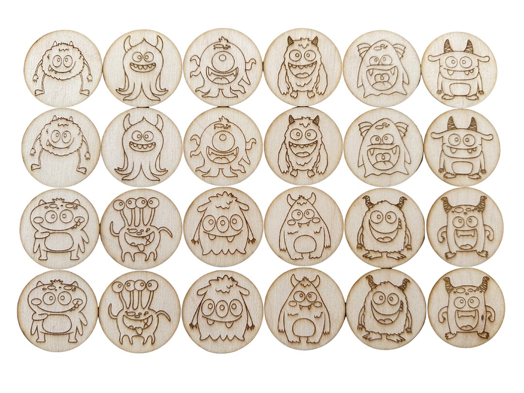 Handcrafted Monster Memory Game With 24 Wooden Coins - an Engaging ...