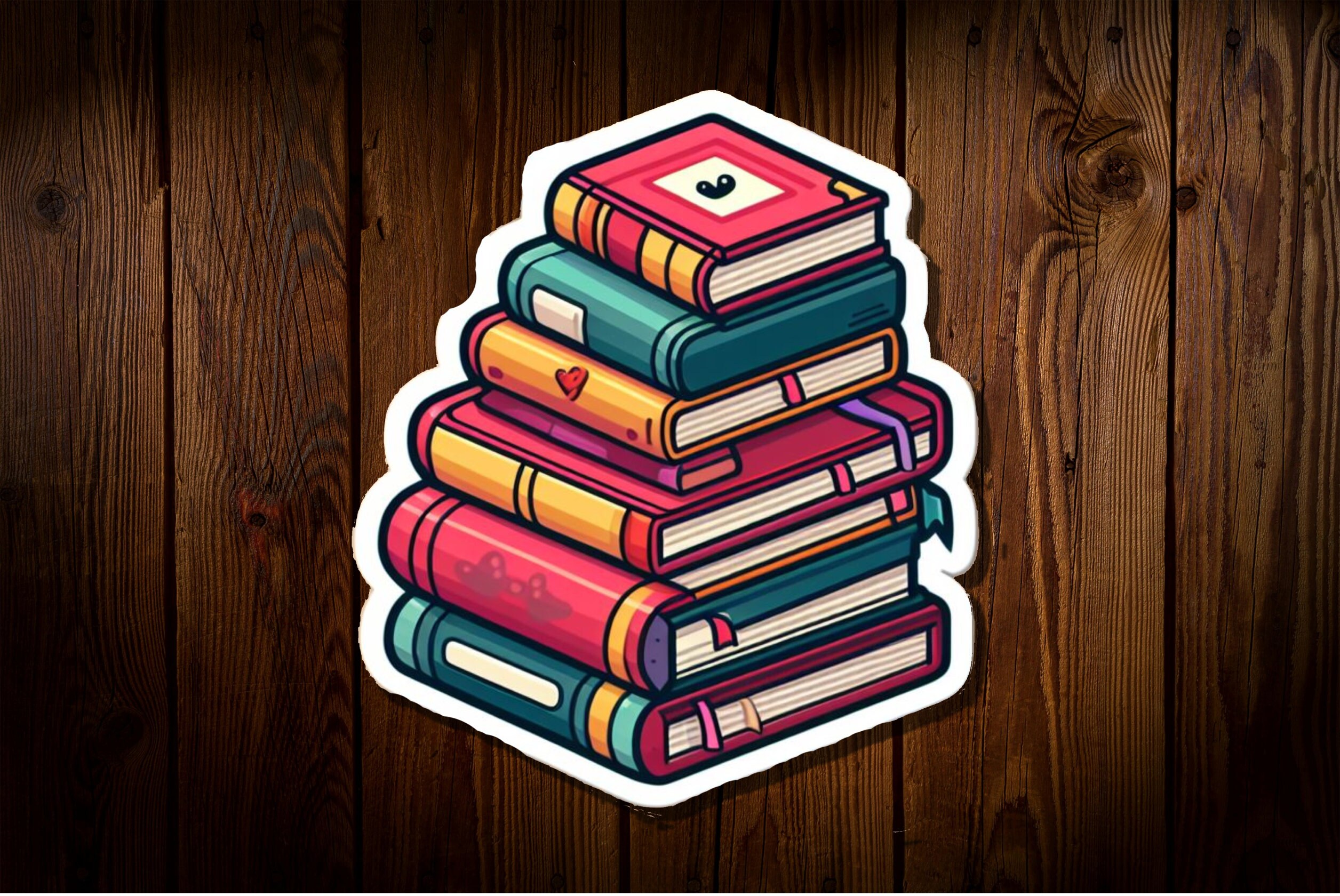 Cute Stack of Books Decal Sticker, Bookish Sticker, Books Stickers ...