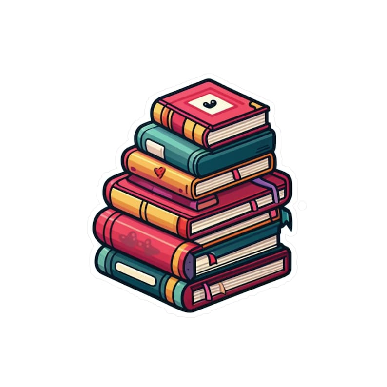 Cute Stack of Books Decal Sticker, Bookish Sticker, Books Stickers ...