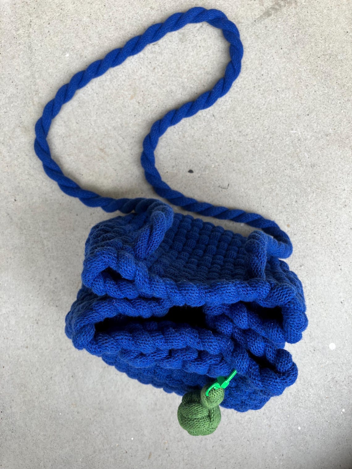 Woven Bucket Bag With Convertible Strap in Royal Blue Handmade Cloud ...