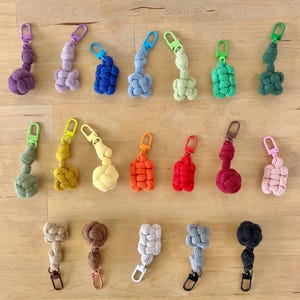 Chunky Knotted Keychain & Bag Charm, Cozy Paracord - Colorful Cotton ...