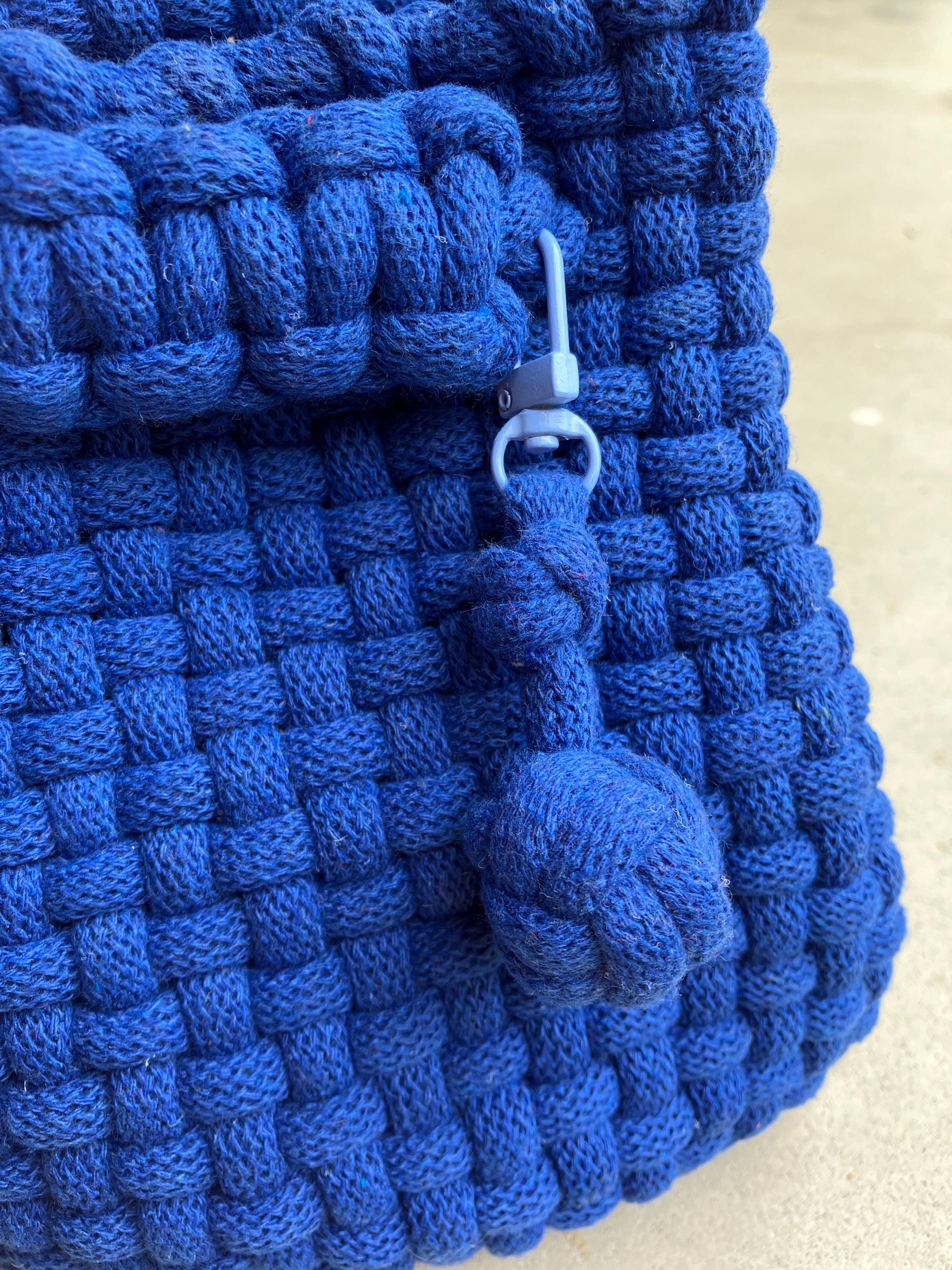 Woven Bucket Bag With Convertible Strap in Royal Blue Handmade Cloud ...