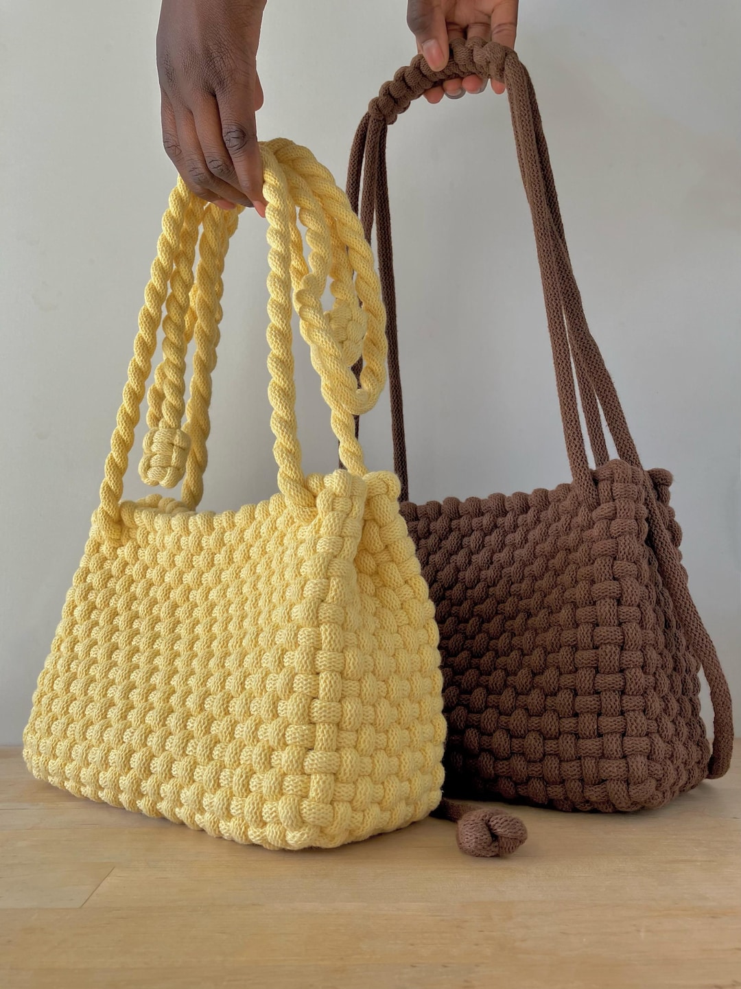 Woven Satchel With Adjustable Strap - Handmade Cloud Cord Collection - Etsy
