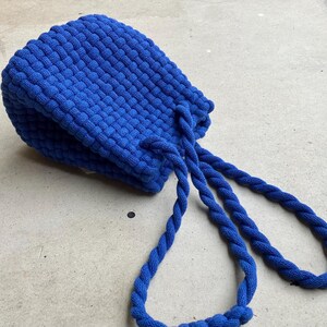 Woven Bucket Bag With Convertible Strap in Royal Blue Handmade Cloud ...