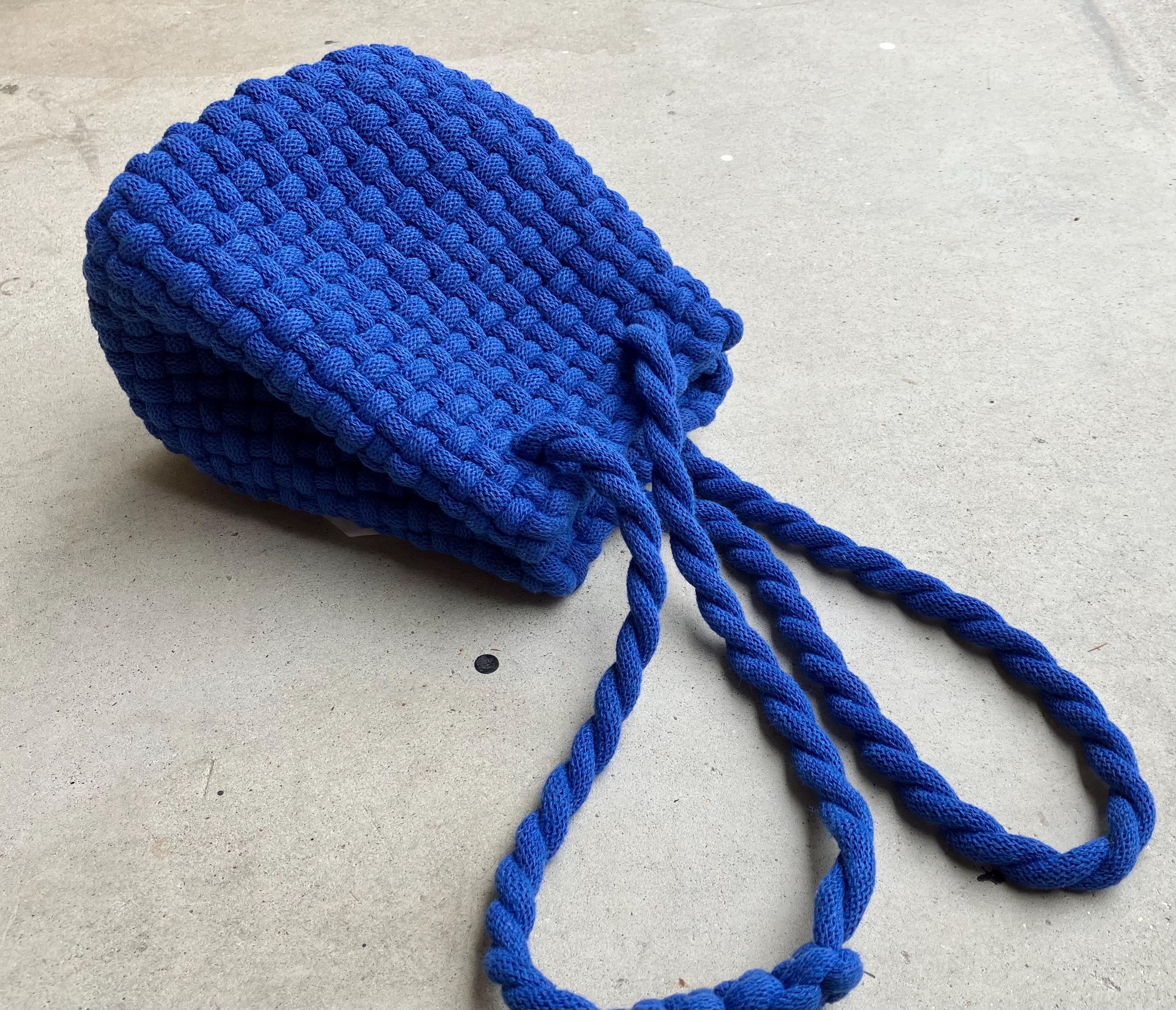 Woven Bucket Bag With Convertible Strap in Royal Blue Handmade Cloud ...