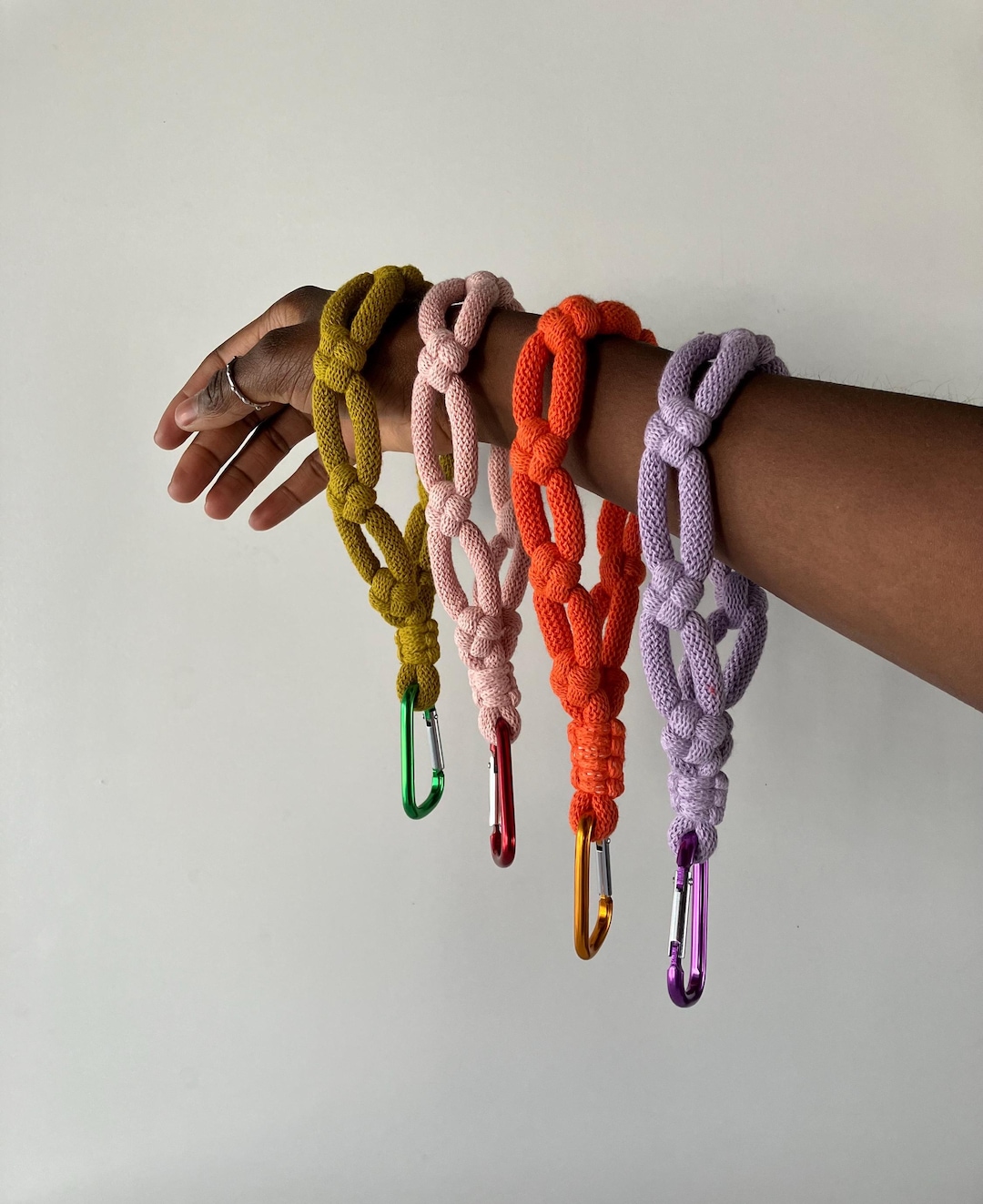 Knotted Rope Wristlet, Carabiner Wrist Strap, Cozy Paracord - Unknot Cloud Cord Collection - Etsy