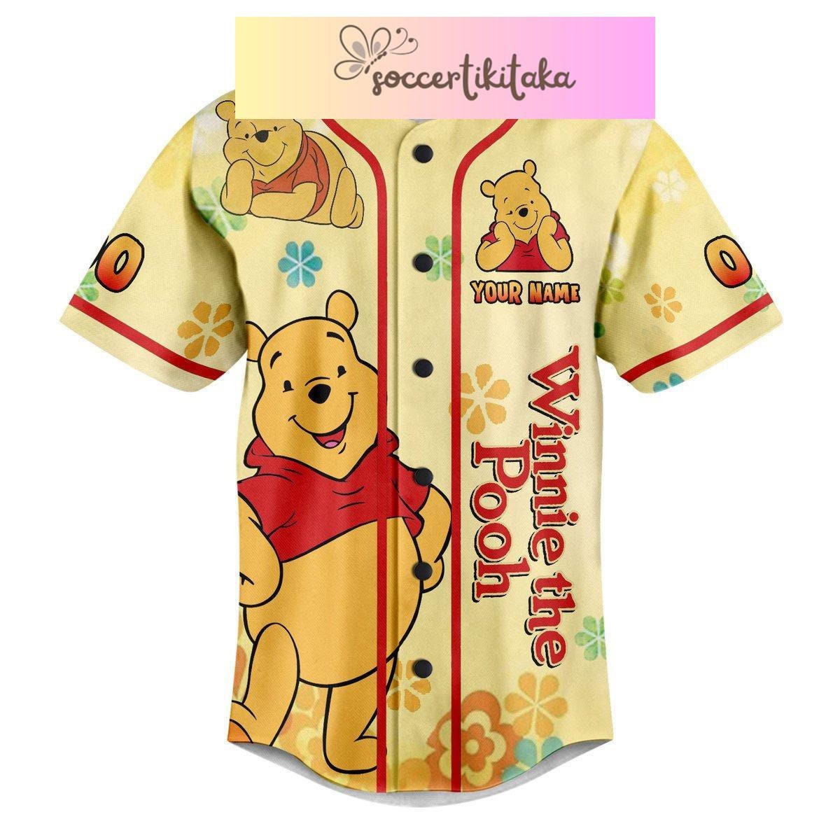 Pooh Jersey Shirt, Custom Disney Pooh Baseball Jersey