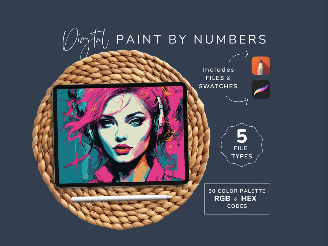 Paint by Numbers Pop Art, PBN Kit Adult Woman, Neon DIY Craft Painting ...