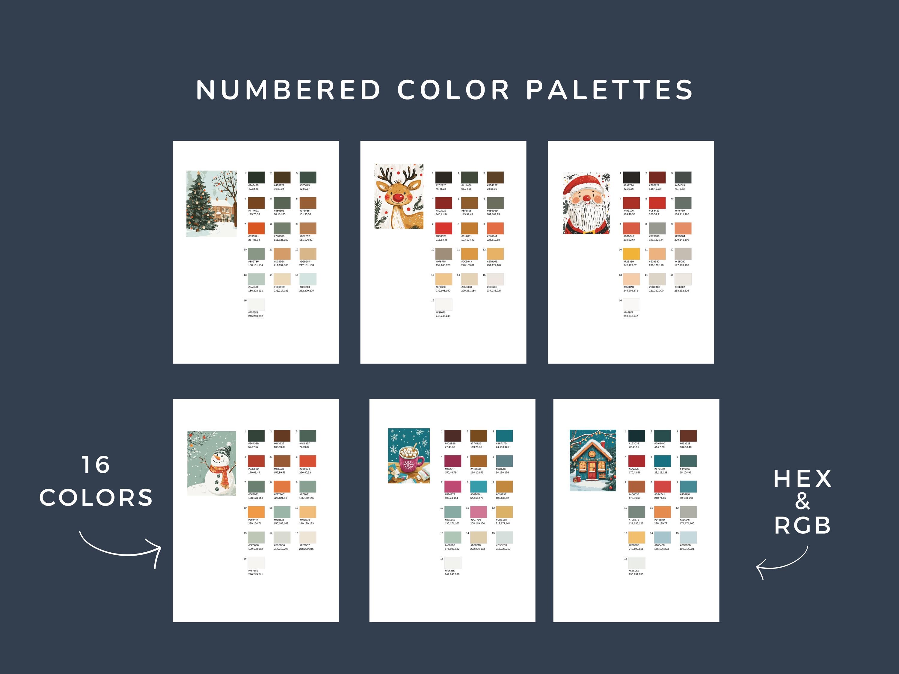 Paint by Numbers Bundle, Christmas Coloring Pages, Digital Holiday Art ...