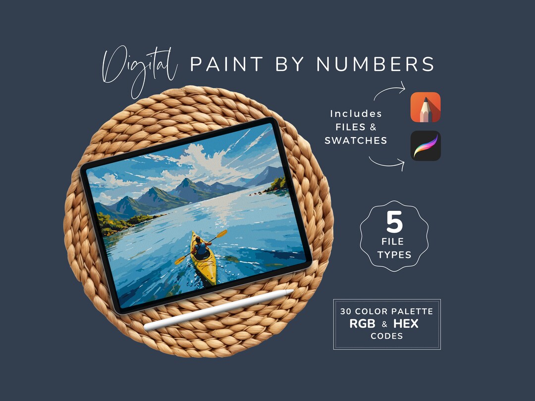 Procreate Paint by Numbers, Ocean Color-by-numbers, Digital DIY Craft ...