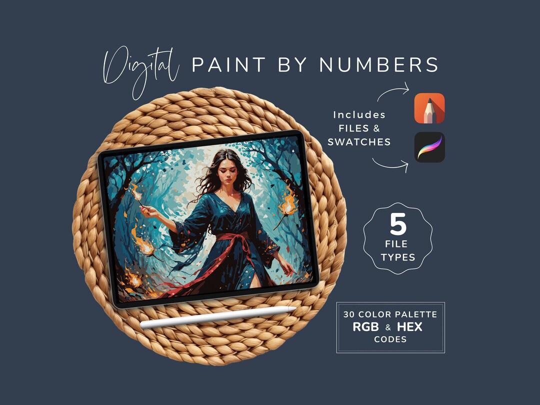 Procreate Paint by Numbers, Mystical Spellbound, Fantasy Art, Digital ...