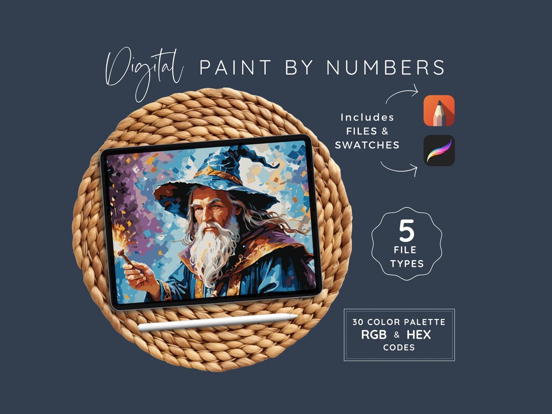 Color by Number on Procreate, Mystical Wizard, Digital Paint by Numbers ...