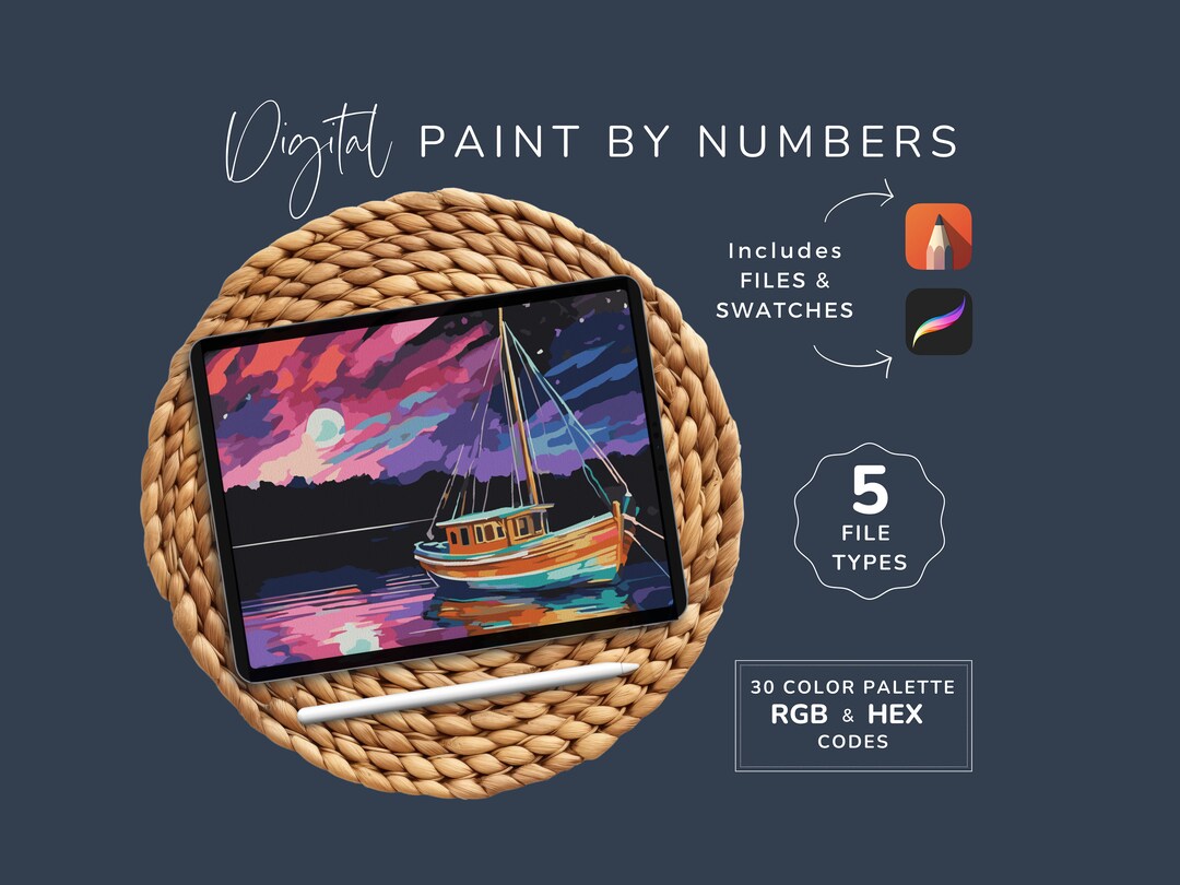 Paint by Numbers Boat, Adult DIY Craft Art, Vibrant Colours, 30 Color PBN, High Quality ...