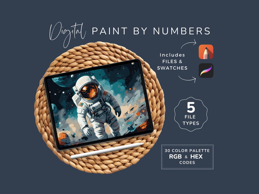 Digital Paint by Numbers, Astronaut in Space, Advanced Adult Coloring ...
