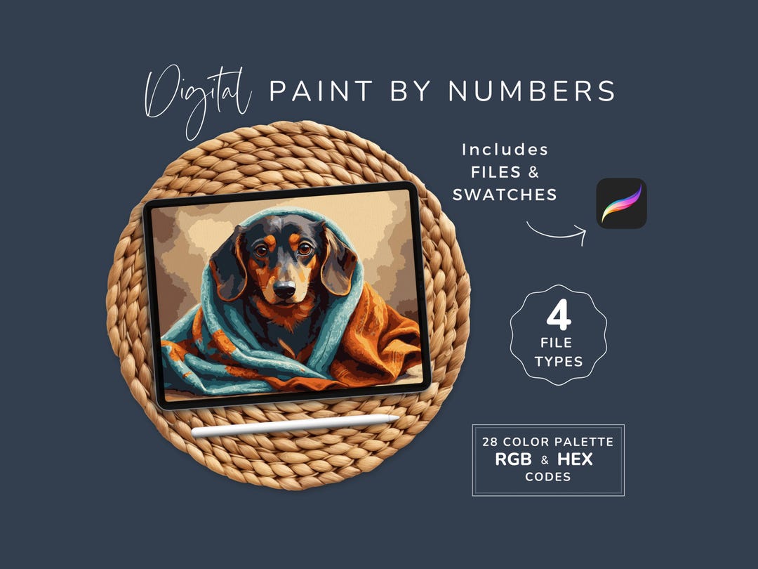 Paint by Numbers Dog, Cozy Dachshund Painting, DIY Art, Digital ...