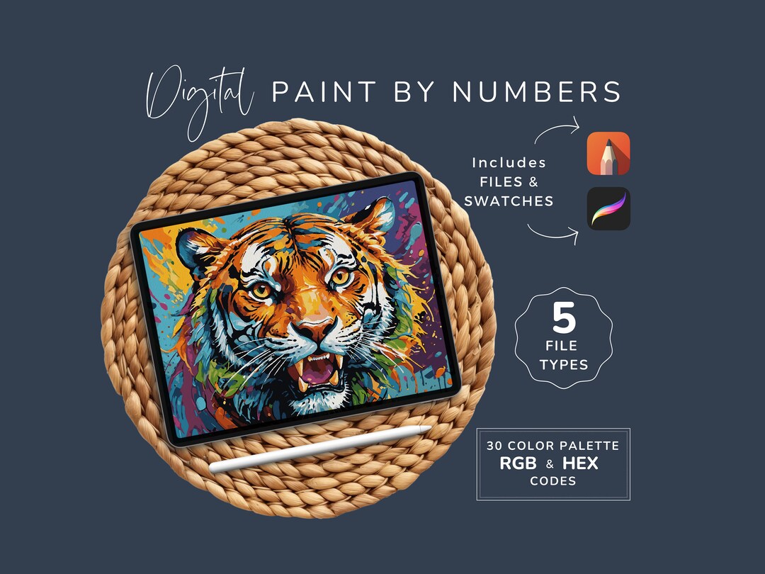 Paint by Numbers Tiger, Digital Color by Number Kit Adult, Pop Art ...