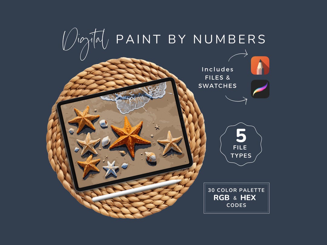Ocean Paint by Number, Procreate Color-by-number, Digital Coloring ...