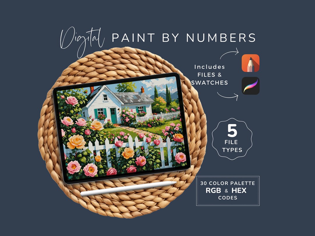 Digital Paint by Numbers, Procreate CBN, Cute Country Cottage, DIY Art ...