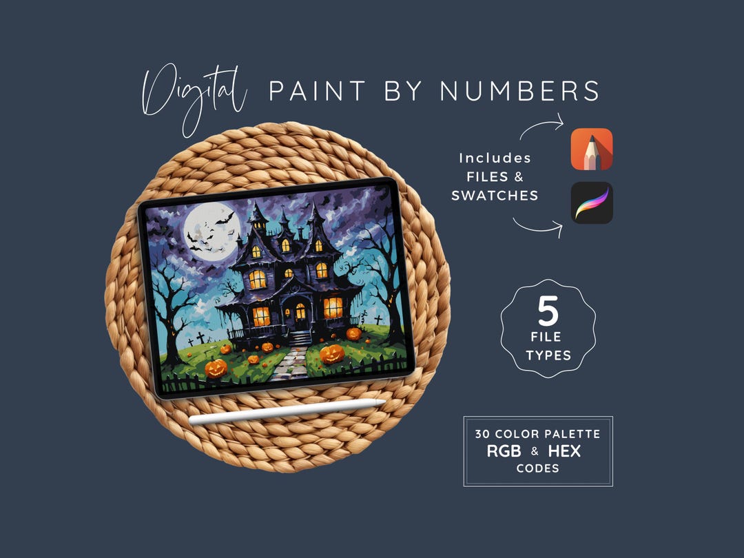 Paint by Numbers Halloween, Haunted House, Digital Coloring Pages, PDF ...