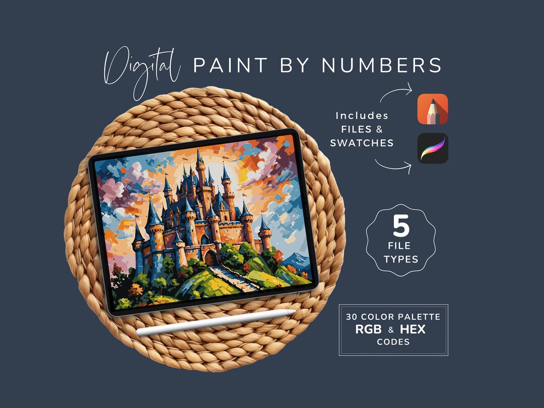 Digital Paint by Numbers, Mystical Castle, DIY Fantasy Art Kit ...