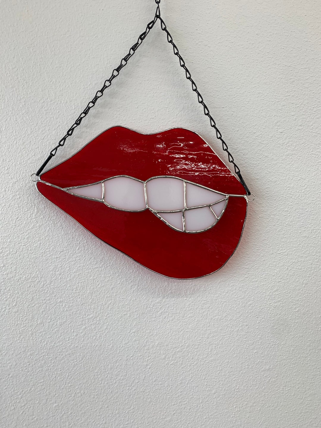 Beautiful Handmade Stained Glass Biting Lips - Etsy