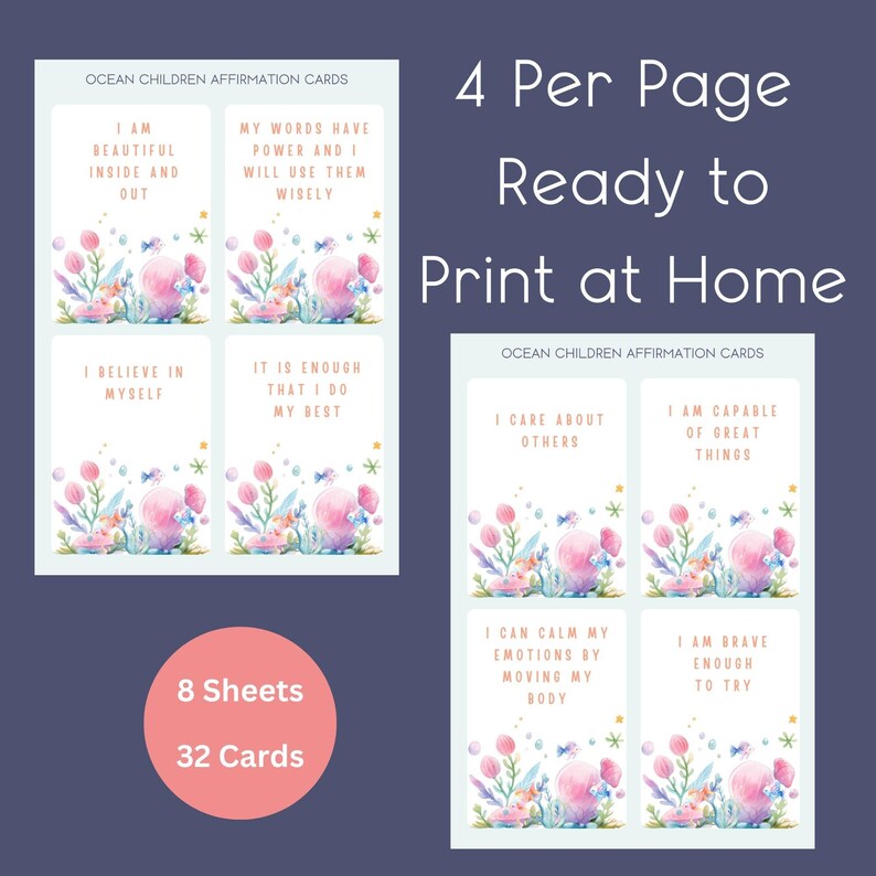 Printable Children's Affirmation Cards, Set of 32 Affirmation Cards ...