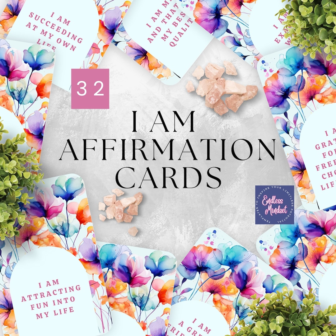 Printable I AM Affirmation Cards, Set of 32 Affirmation Cards, Positive ...