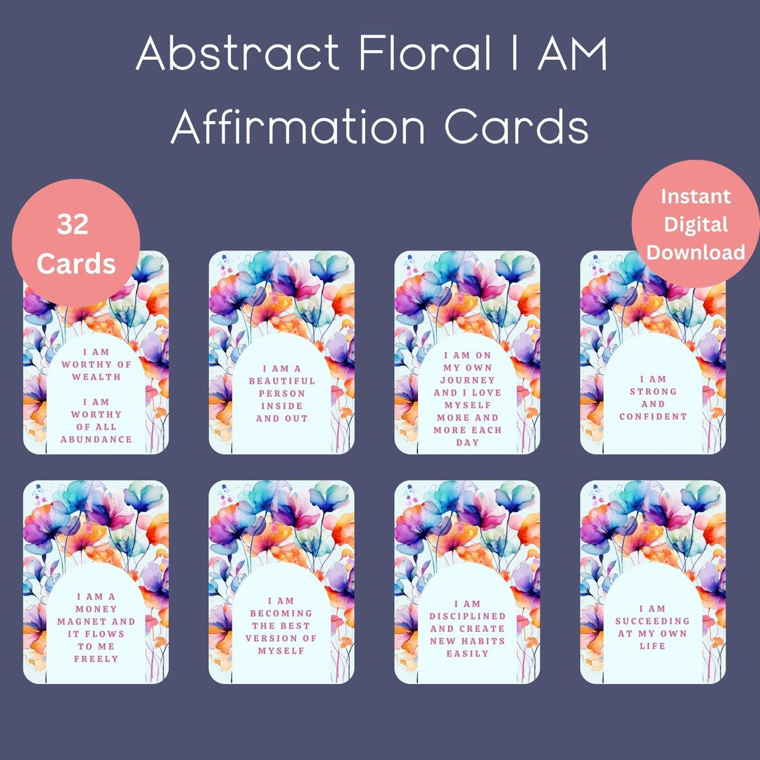 Printable I AM Affirmation Cards, Set of 32 Affirmation Cards, Positive ...