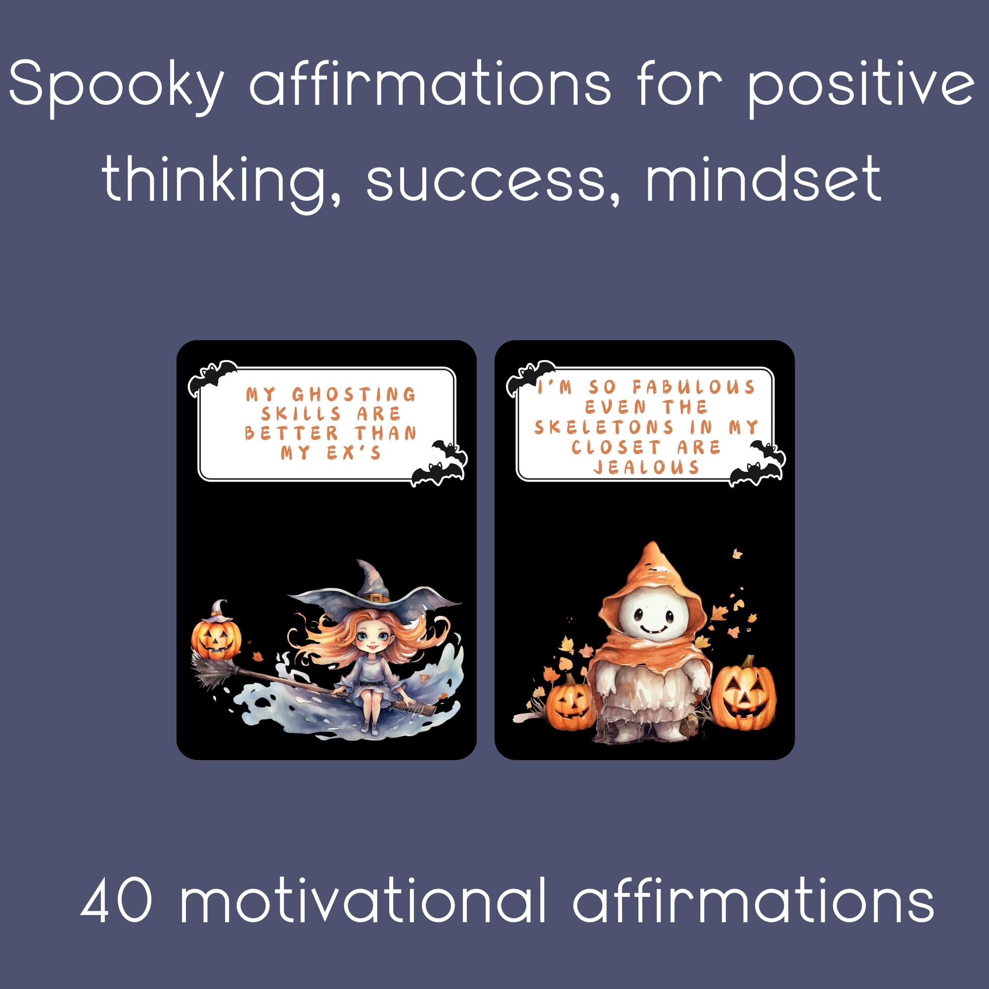 Printable Halloween Affirmation Cards, Set 40 Affirmation Cards ...