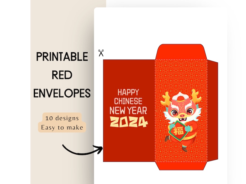 Printable Red Envelope, Chinese Lunar New Year, Lucky Money, Year of ...