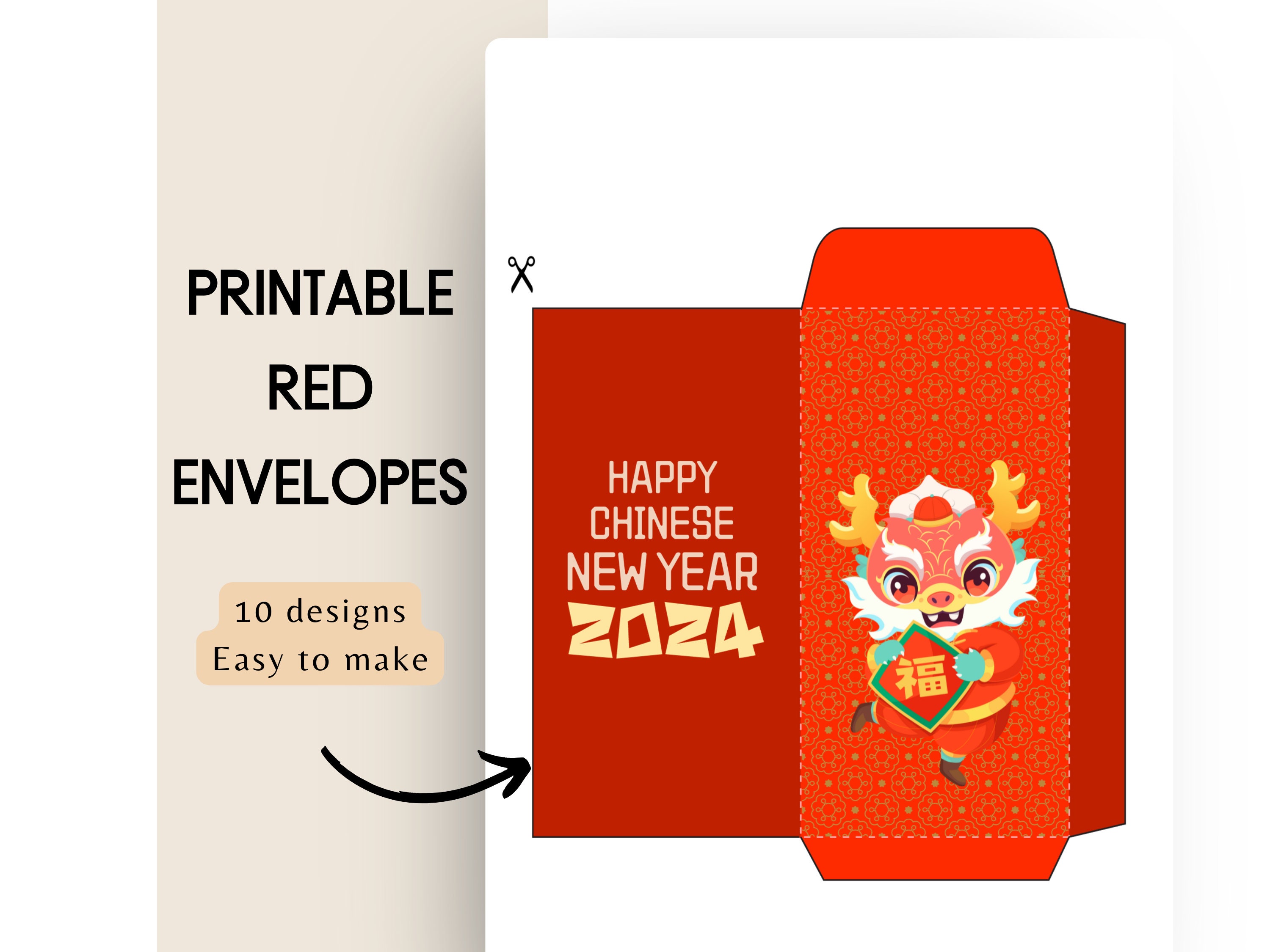 Printable Red Envelope Chinese Lunar New Year Lucky Money Year Of