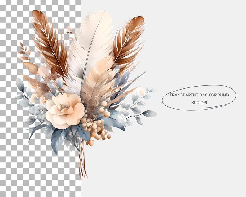 71 Boho Flowers PNG, Watercolor Floral Clipart Bouquets, Elements ...