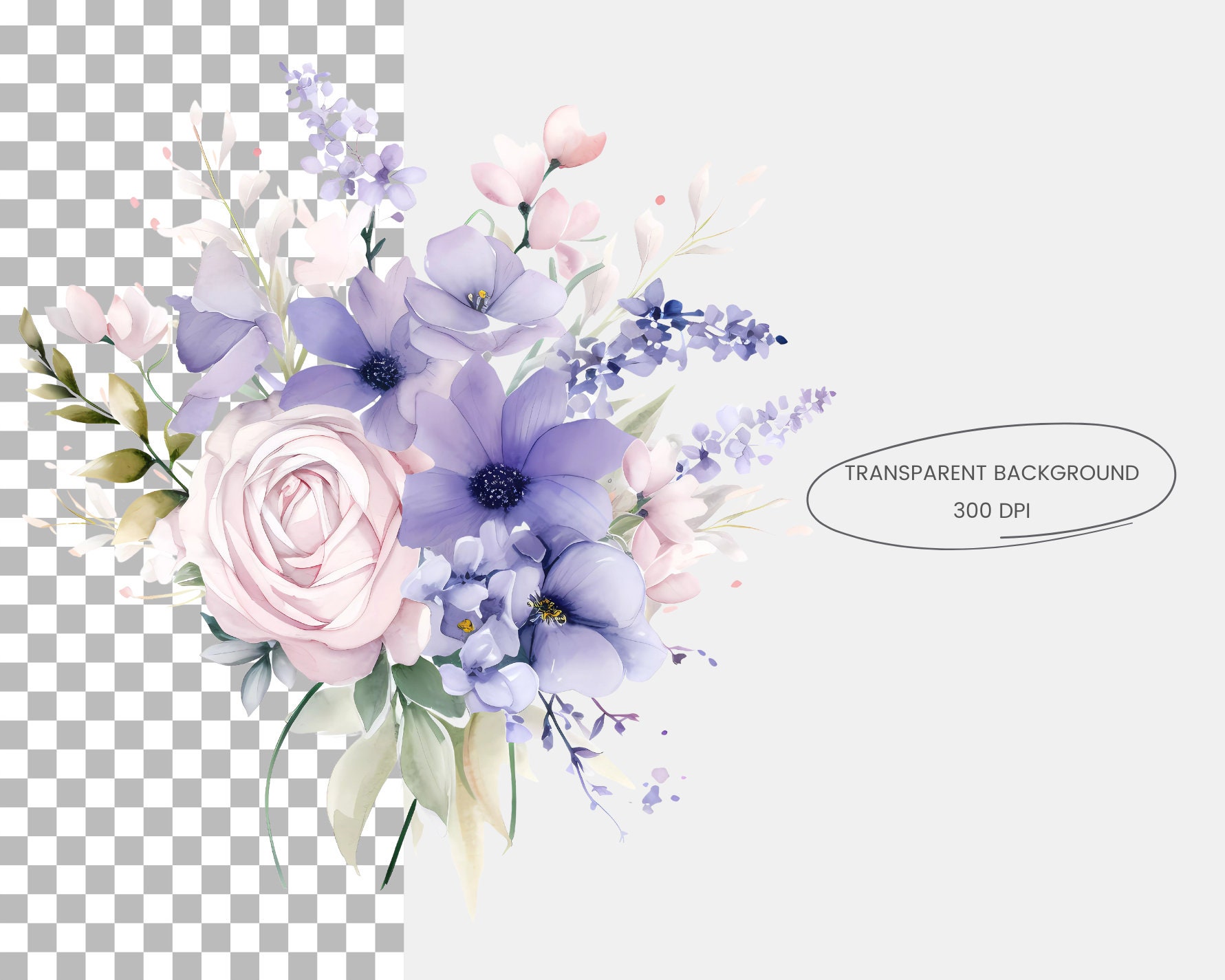 60 Lavender Flowers PNG, Watercolor Floral Clipart Bouquets, Lavender ...