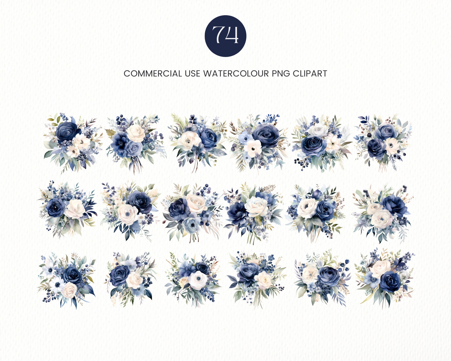74 Indigo Flowers PNG, Watercolor Floral Clipart Bouquets, Elements ...