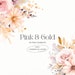 62 Pink & Gold Flowers PNG, Watercolor Floral Clipart Bouquets ...