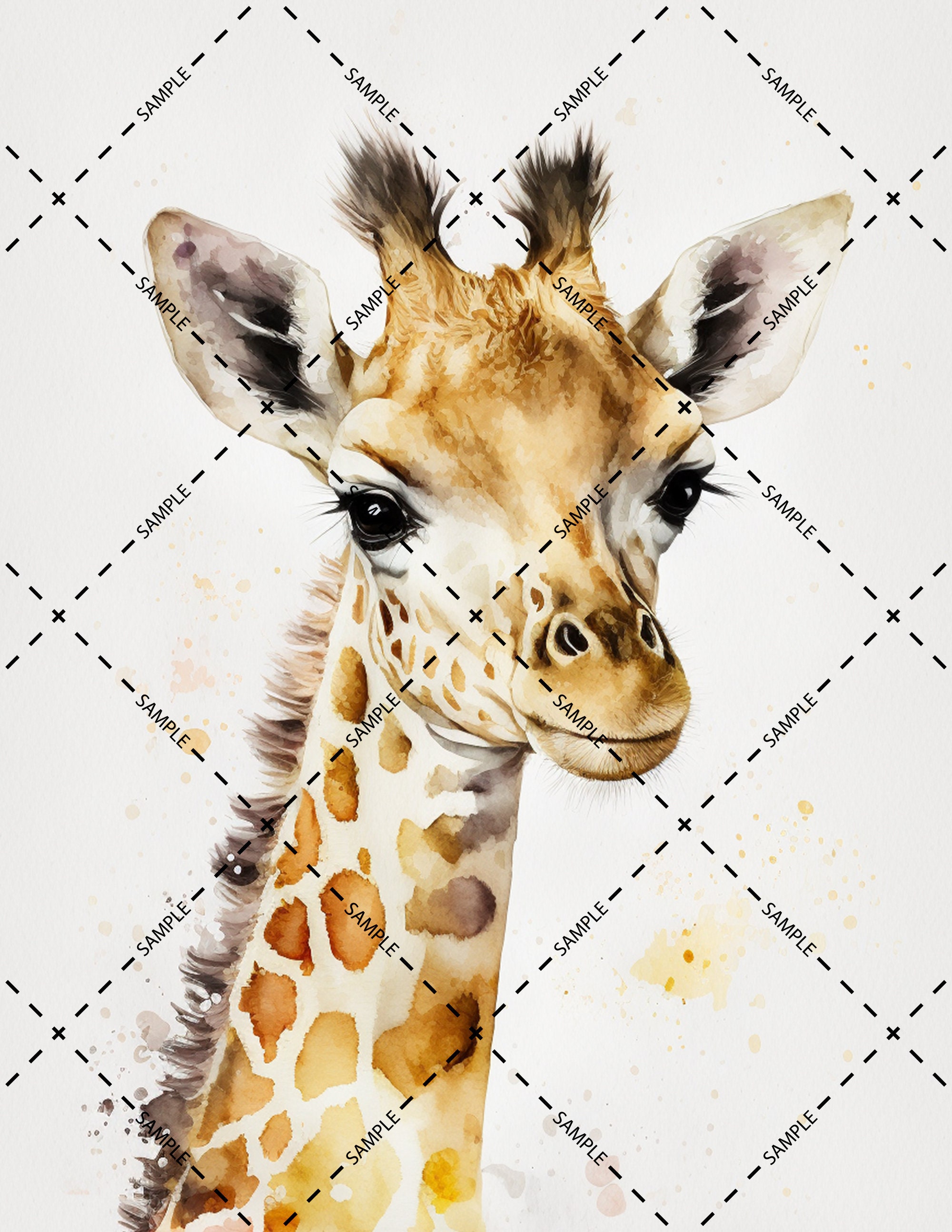 Baby Giraffe Watercolor Art Printable Digital Download - Etsy